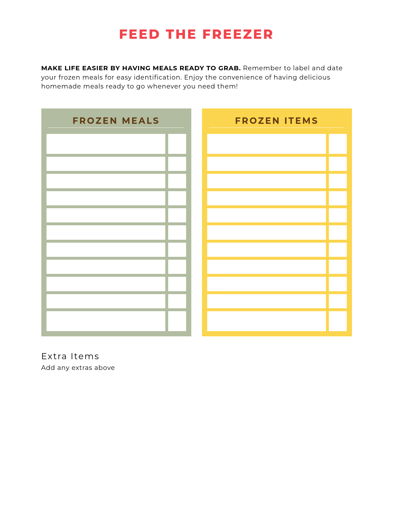 Freezer Labels And Inventory Pack
