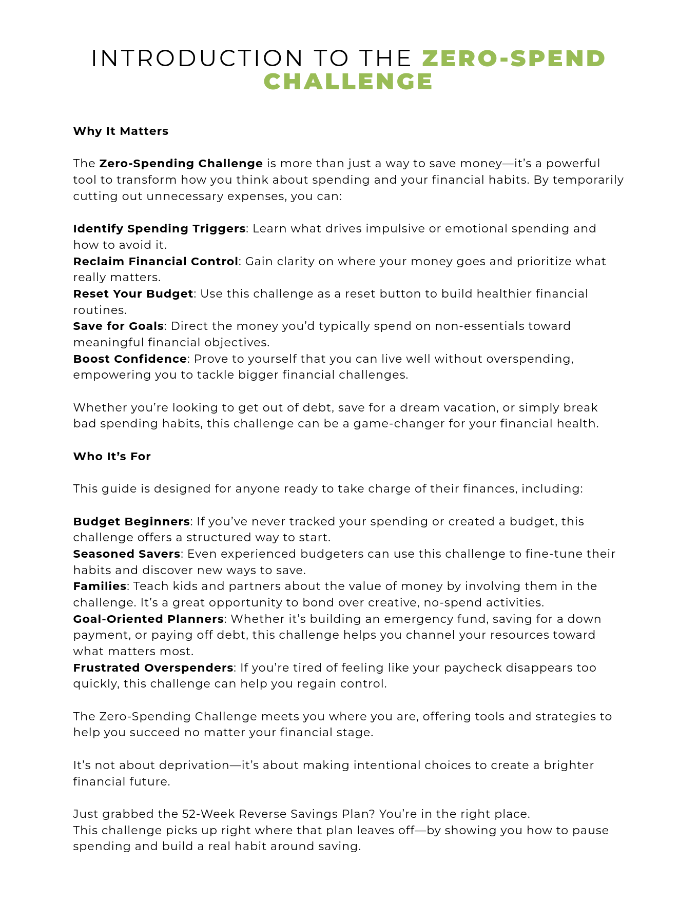 Zero Spend Challenge